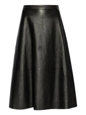 Balenciaga A-line Draped Leather Skirt - Black