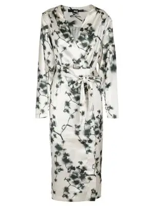 ROTATE BY BIRGER CHRISTENSEN Abstract Floral-print V-neck Midi Dress - No