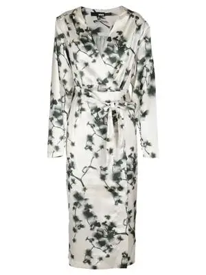 ROTATE BY BIRGER CHRISTENSEN Abstract Floral-print V-neck Midi Dress - White