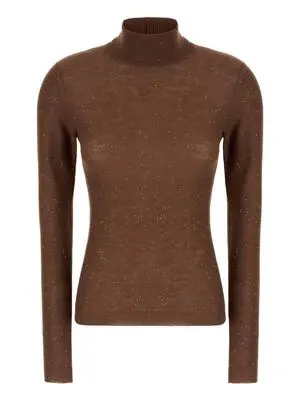 Fabiana Filippi Sequin High Neck Jumper - Brown