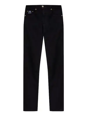 Versace Skinny Jeans With Logo Patch - Black