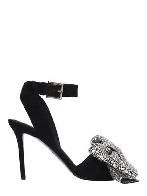 BALMAIN Balmain Suede Embellished Bow High Heel Sandals