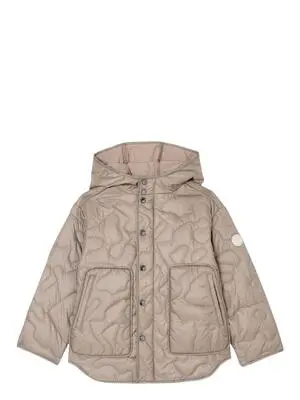 Emporio Armani Quilted Flower-pattern Jacket With Hood - Light Brown