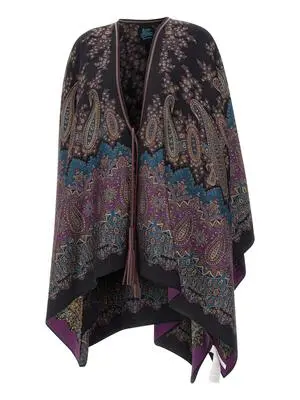 Etro Paisley Jacquard Cape - Black