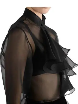 Dior Ruffled Neckline Blouse - Black