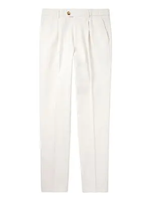 Brunello Cucinelli Pleated Cotton Trousers - White