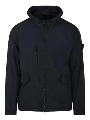 Stone Island Zipped Hooded Jacket - Black