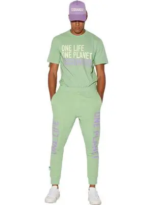Dsquared2 Slogan-print Cotton Track Pants - Green