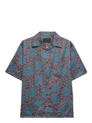 Prada Short-sleeved Cotton-blend Shirt - Blue