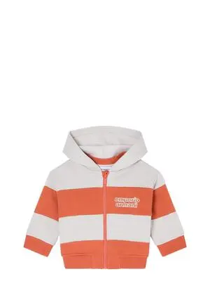 Emporio Armani Striped Hoodie With Embroidered Logo - Orange