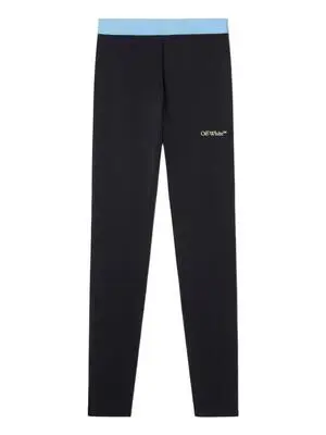 Off-White Logo Detailed Elasticated Waistband Leggings - Black