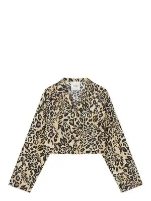 Nanushka Cropped Long-sleeve Twill Silk Shirt - Leopard