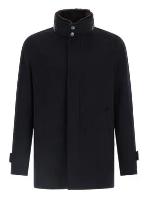 Herno Long-sleeved Jacket With High Collar And Removable Lining - Blue