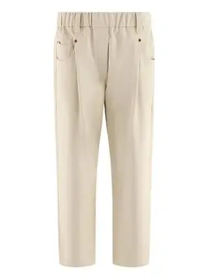 Brunello Cucinelli Elasticated Waistband Cropped Pants - Nude
