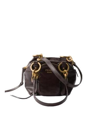 Prada Dangle Leather Top Handle Mini Bag - Dark Brown