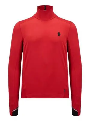 Moncler Polartec High Neck Long Sleeve Polo - Red