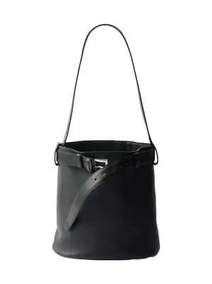 Prada Buckled Leather Bucket Bag - Black