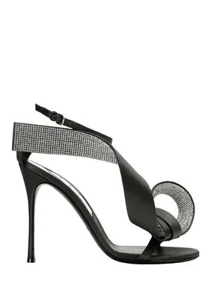 SERGIO ROSSI Embellished Bow Sandals - Black