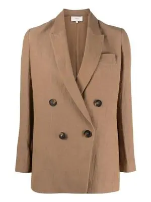 Vince Double-breasted Blazer - Brown