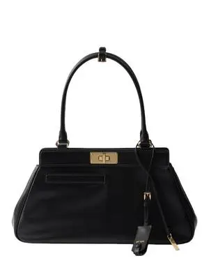 Prada Medium Leather Tote Bag With Turn Lock - Black