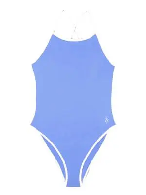 SPORTY  RICH Logo One-piece Swimsuit - Blue