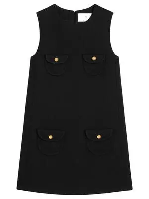 CELINE Celine Trapeze Mini Dress In Double Faced Wool Tricotine
