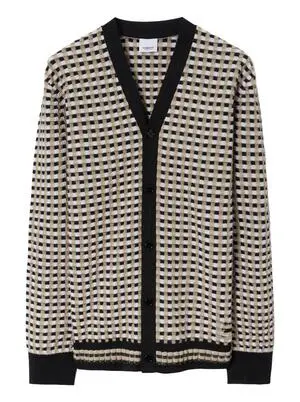 Burberry Check-pattern V-neck Cardigan - Black