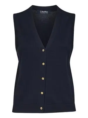 Max Mara V-neck Knitted Gilet - Blue