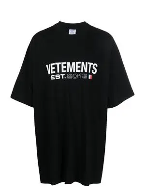 Vetements Logo Printed Crewneck T-shirt - Black