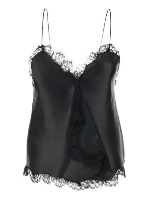 Off-White Lace-trimmed V-neck Camisole - Black