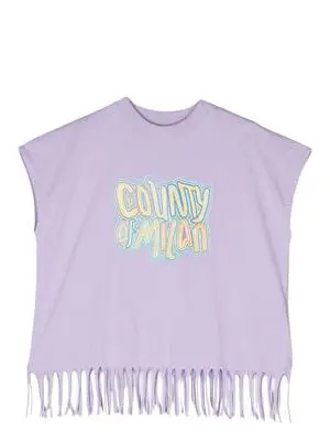 MARCELO BURLON COUNTY OF MILAN Sleeveless Blouse With Tassel Hem - Purple