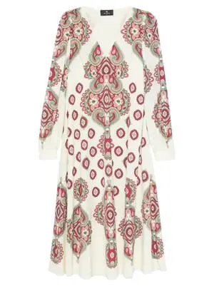 Etro Paisley-print V-neck Midi Dress - White