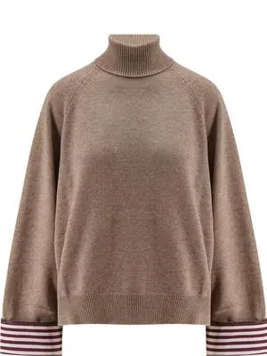 Brunello Cucinelli High-neck Jumper With Monili Detail - Brown