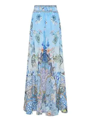 Camilla High Waist Wide-leg Zippered Pants - Blue