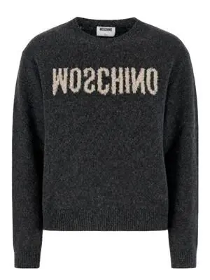 Moschino Long Sleeve Sweater With Logo - Grey