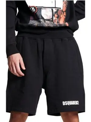 Dsquared2 Logo Printed Bermuda Shorts - Black