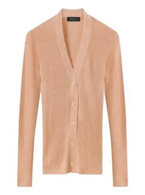 Fabiana Filippi Metallic Threading Ribbed-knit Cardigan - Nude