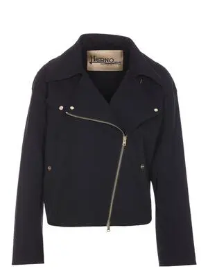 Herno Zip-up Biker Jacket - Black