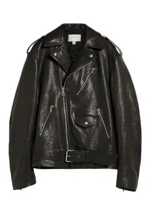 Sportmax Logo Leather Jacket - Black