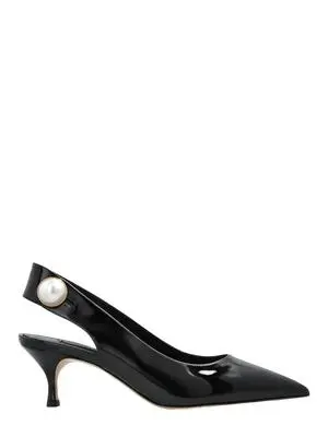 Casadei Pearl Embellished Slingback Pumps - Black