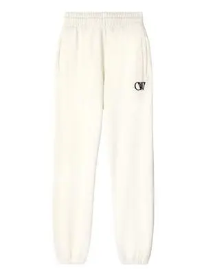 Off-White Logo Print Tapered Leg Sweatpants - White