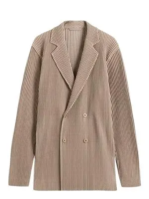 Issey Miyake Pleated Double-breasted Blazer - Brown
