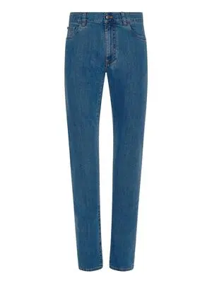 Canali Straight Fit Denim Trousers - Blue