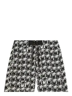 Palm Angels Logo Printed Drawstring Swim Shorts - Black