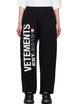 Vetements Flag Logo Print Track Pants - Black