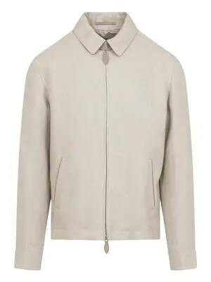 Berluti Long Sleeve Zip-up Jacket With Lapel Collar - White