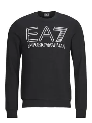 EA7 Logo Patterned Crew Neck Sweater - Black