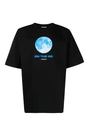 Off-White Moon-print Cotton T-shirt - Black