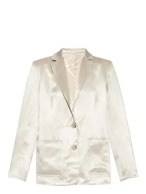 Helmut Lang Notched Lapel Satin Finish Blazer - White
