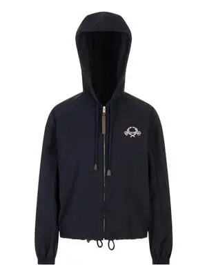 Moschino Zipped Bomber Jacket With Hood - Black